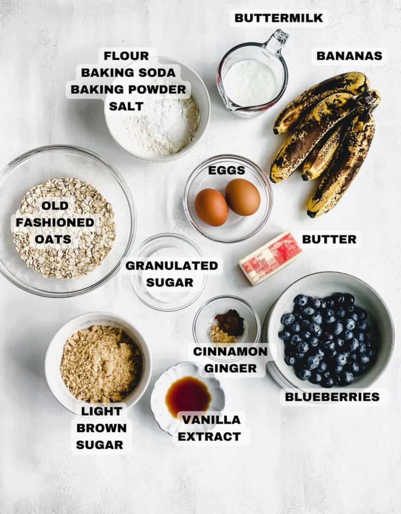 Easy Banana Blueberry Oatmeal Muffins