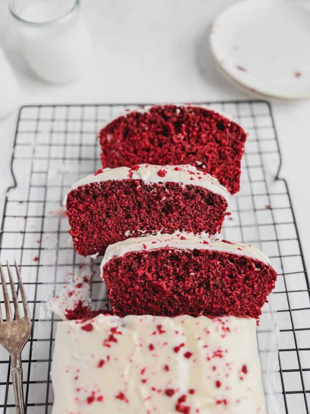 Easy Red Velvet Loaf Cake With Cream Cheese Glaze